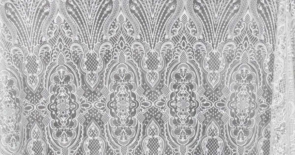 Geometric Pattern Fabric by the Yard, Lace and Sequin - ZOOEK